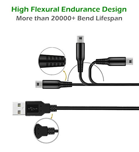 2 Pcs 3.9ft USB Charger Cable Compatible with Nintendo 3DS/ 2DS, Play and Charge Charging Cord Compatible with Nintendo New 3DS XL/ New 3DS/ New 2DS XL/ New 2DS/ 2DS XL/ 2DS/ DSi/ DSi XL with 2 Stylus