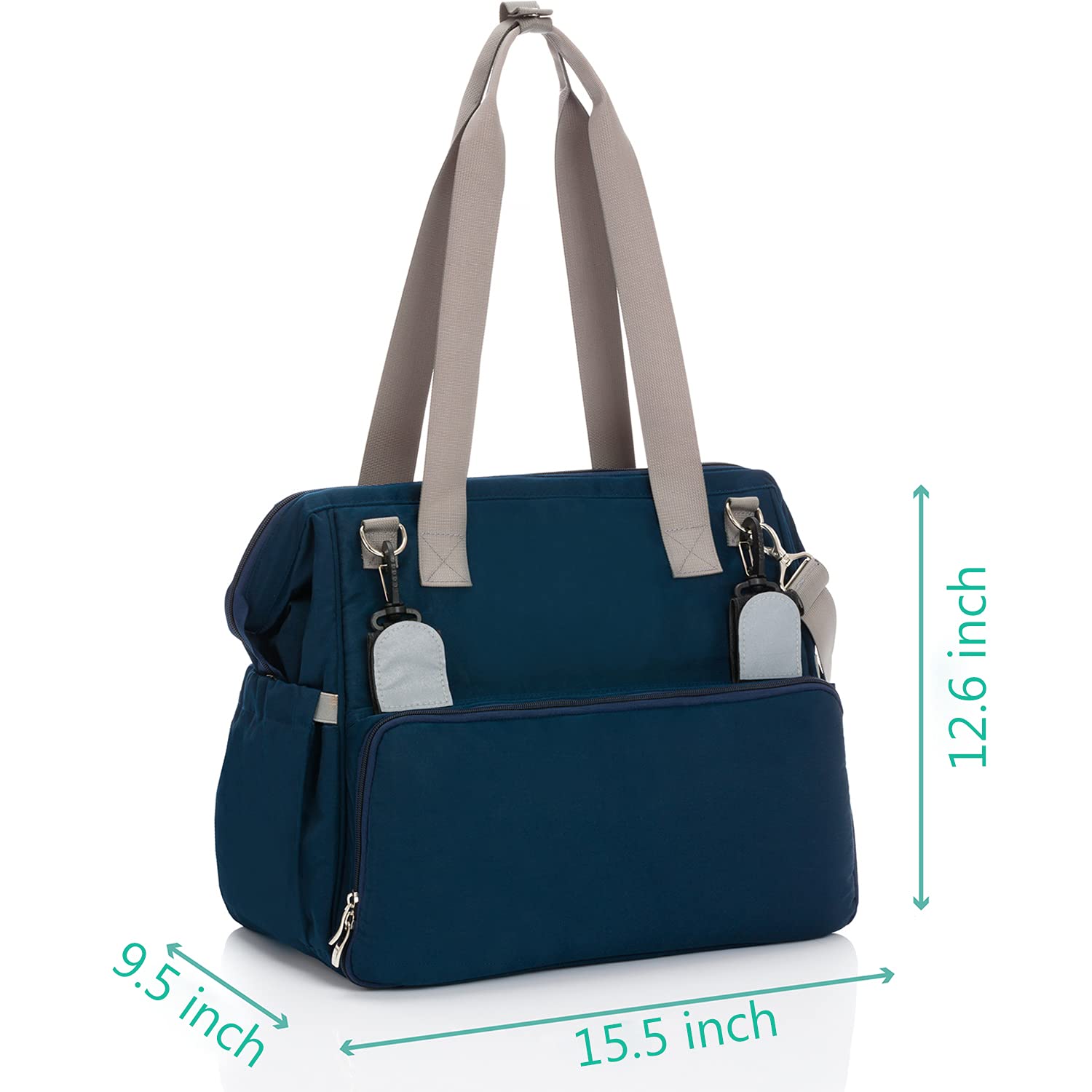 CitisKins Diaper Bag Tote Mommy bags Outdoor Handbags with Insulated Pockets,Changing Pad & Reflective Strips (Navy)