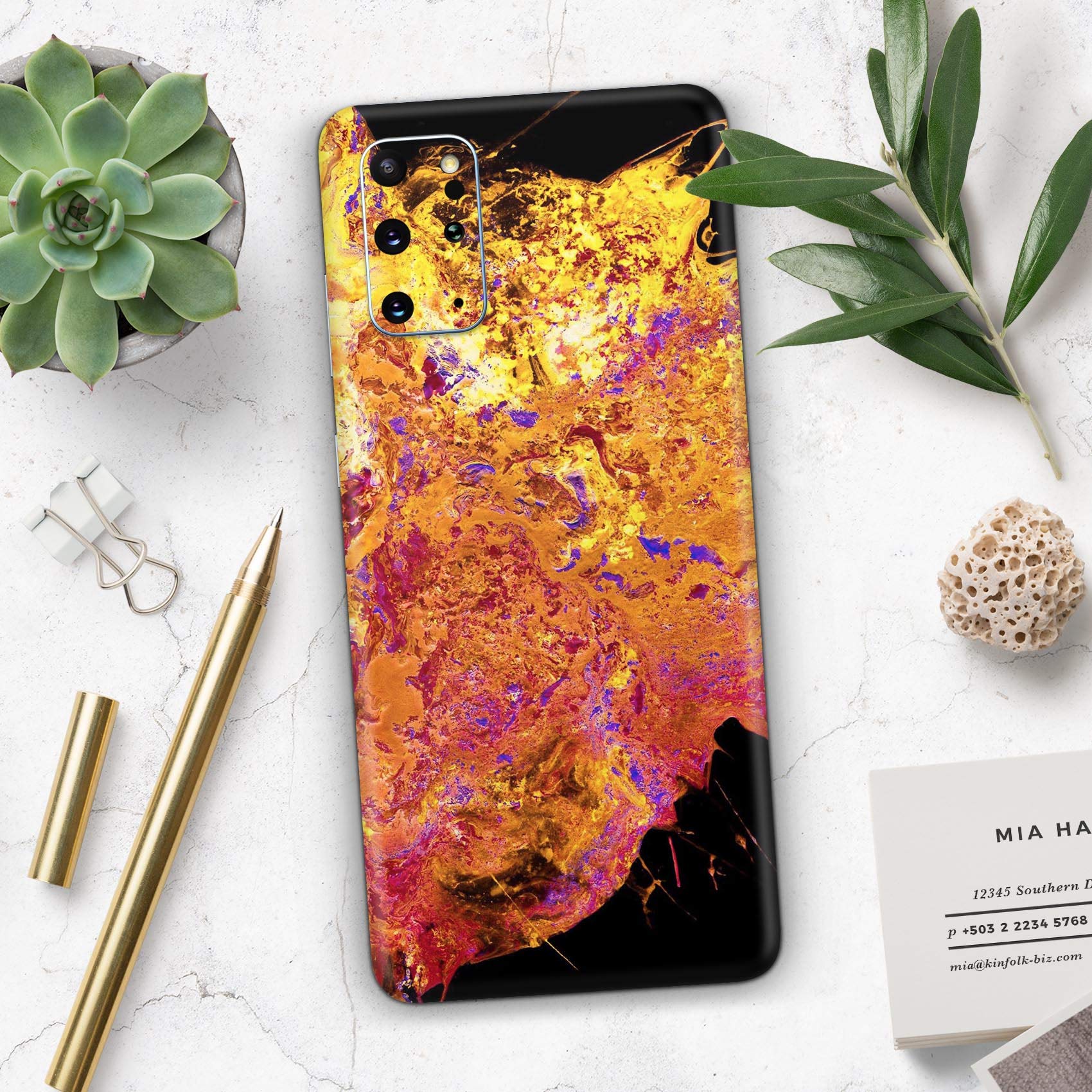 DesignSkinz Liquid Abstract Paint V7 Protective Vinyl Decal Wrap Skin Cover Compatible with The Samsung Galaxy S20 (Screen Trim & Back Glass Skin)