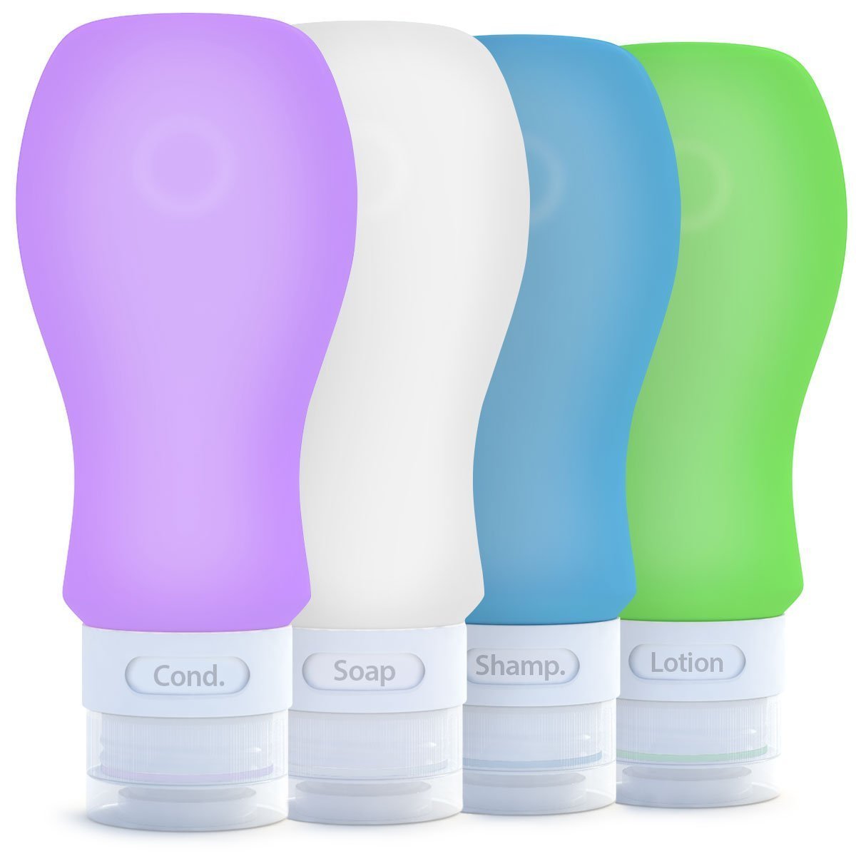 3oz Silicone Travel bottles - Travel Size Containers for Shampoo and Toiletries - Small Squeeze Bottle Set