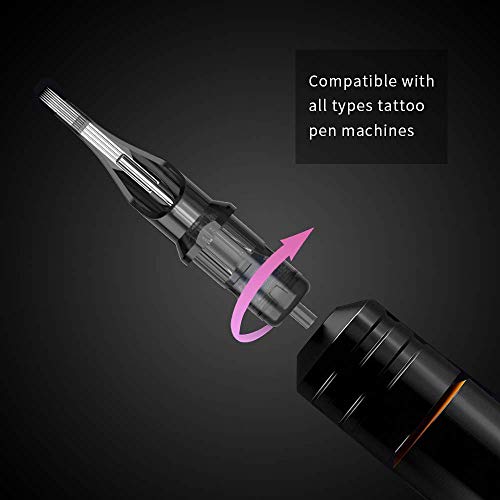 Romlon Tattoo Cartridge Needles 100Pcs Assorted Standard Sterilized Mixed Tattoo Needle Cartridges Round Liner Magnum 3RL 5RL 7RL 9RL 5RS 7RS 9RS 5M1 7M1 9M1 Size for Tattoo Kits Tattoo Supplies
