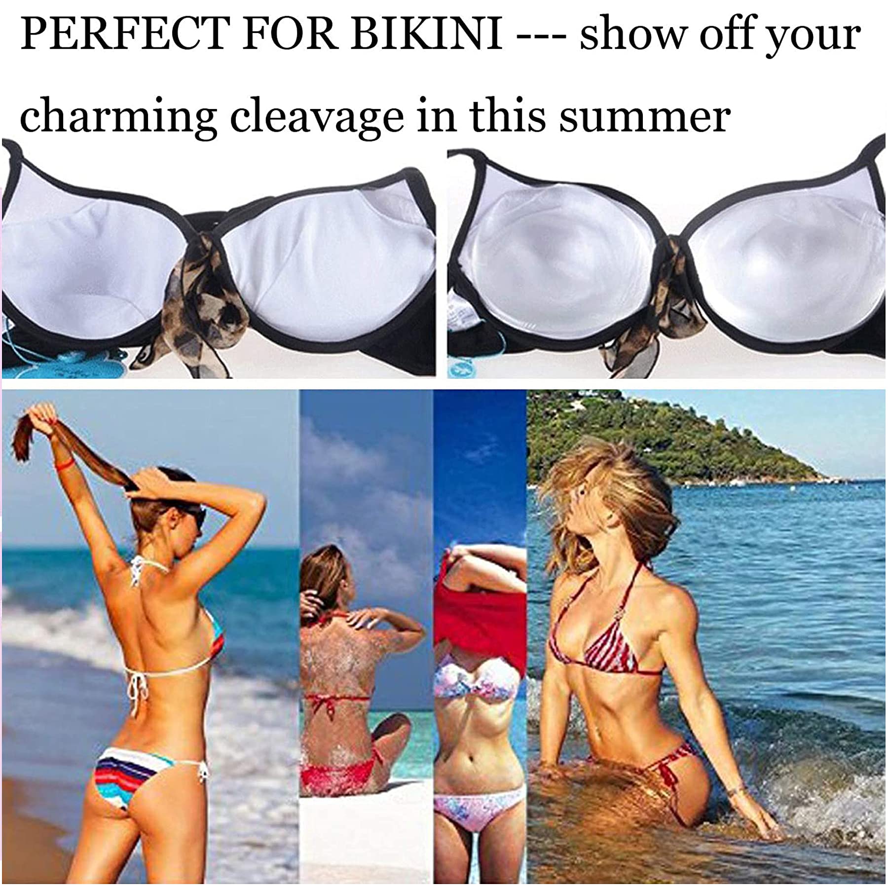 LZWIN Waterproof Silicone Bra Inserts - Push Up Breast Pads Bust Enhancers for Summer Swimsuits & Bikini (Medium (A/B Cup))