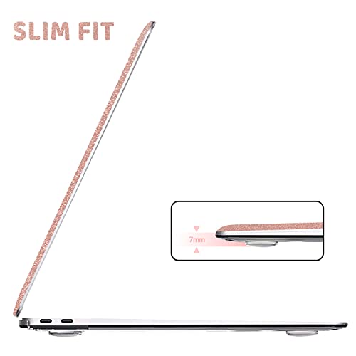 Anban Compatible with MacBook Pro 13 inch Case 2023 2022 M2, 2021-2016 M1 A2338 A2251 A2289 A2159 A1989 A1706 A1708, Glitter Plastic Hard Shell Case & Keyboard Cover & Screen Protector,Shiny Rose Gold