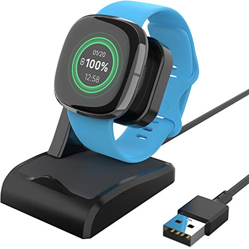 EUCARLOS Charger Dock Compatible with Fitbit Sense/Sense 2/Versa 4/Versa 3 Charger Stand Charging Cable Dock Station Base Cradle with USB Cord Replacement for Sense/Sense 2/Versa 4/Versa 3 Smart Watch