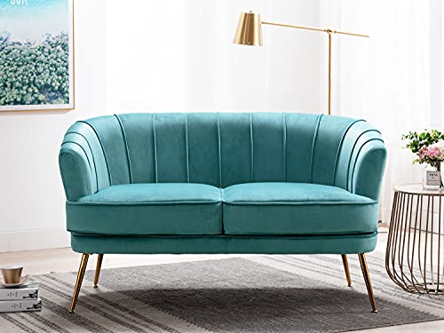 Altrobene Velvet Loveseat Couch Sofa Luxury Modern Comfy Tufted Couch Chesterfield 2 Person Couch for Living Room/Bedroom, Dark Teal
