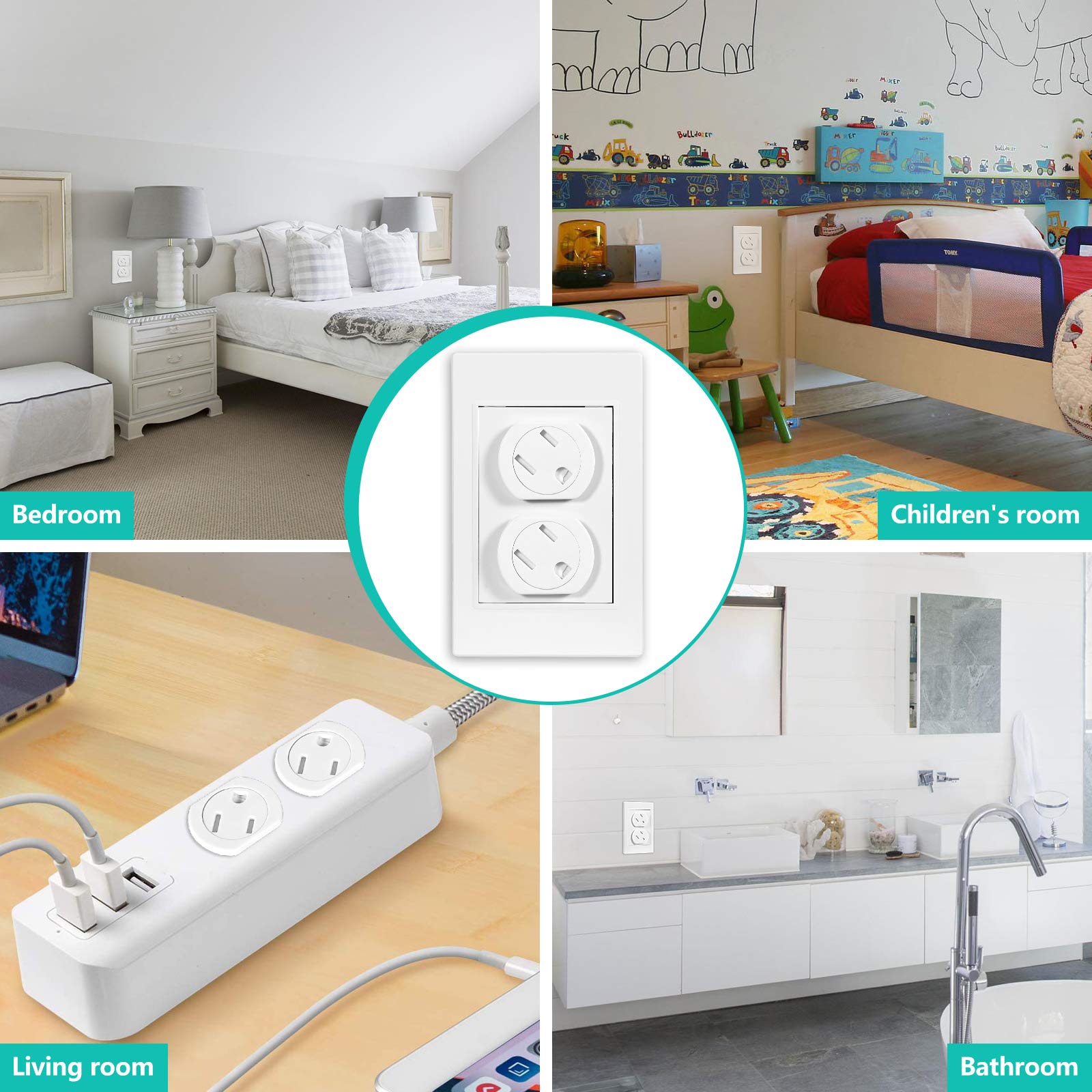 Outlet Covers (38 Pack) Child Proof Outlet Plug Covers Self-Closing Design Swivel Baby Proof Outlet Covers Durable ABS Plastic Electrical Outlet Protectors for Baby Upgraded Adhesive Installation