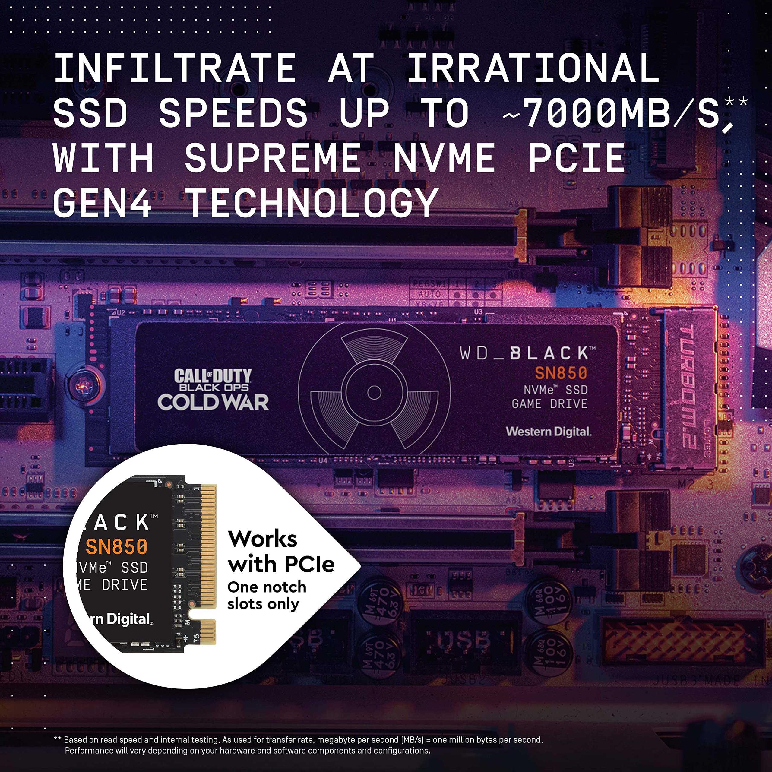 WD_BLACK 1TB SN850 Game Drive Call of Duty Special Edition: Black Ops Cold War, Internal NVMe M.2 PCIe Gen4 SSD - WDBB2F0010BNC-WRSN