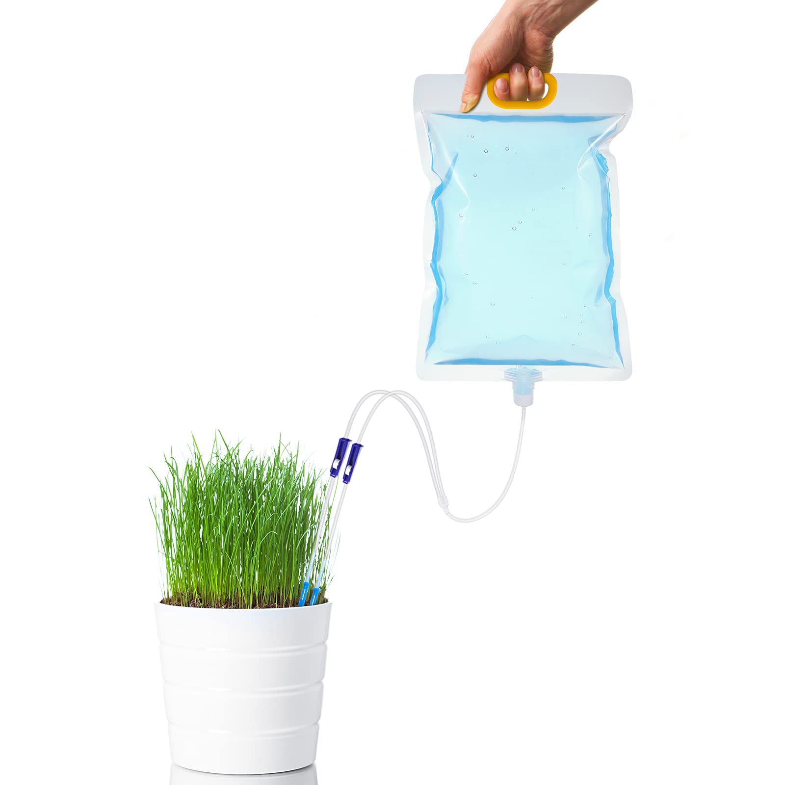 3 Pieces 3.5 L IV Drip Bag for Plants Drip Bag Automatic Plant Stuff Watering Bag System Drip Irrigation Device Adjustable Control Valve Switch for Indoor Outdoor Plant Waterer
