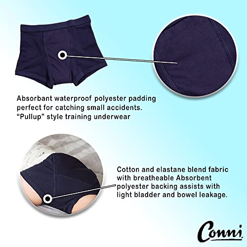 CONNI Kids Training Boxer Pants Soft Shorts Reusable Toddler Potty Training Underwear Waterproof Easy Pull Up Youth Incontinence Aqua Sizes 4-6