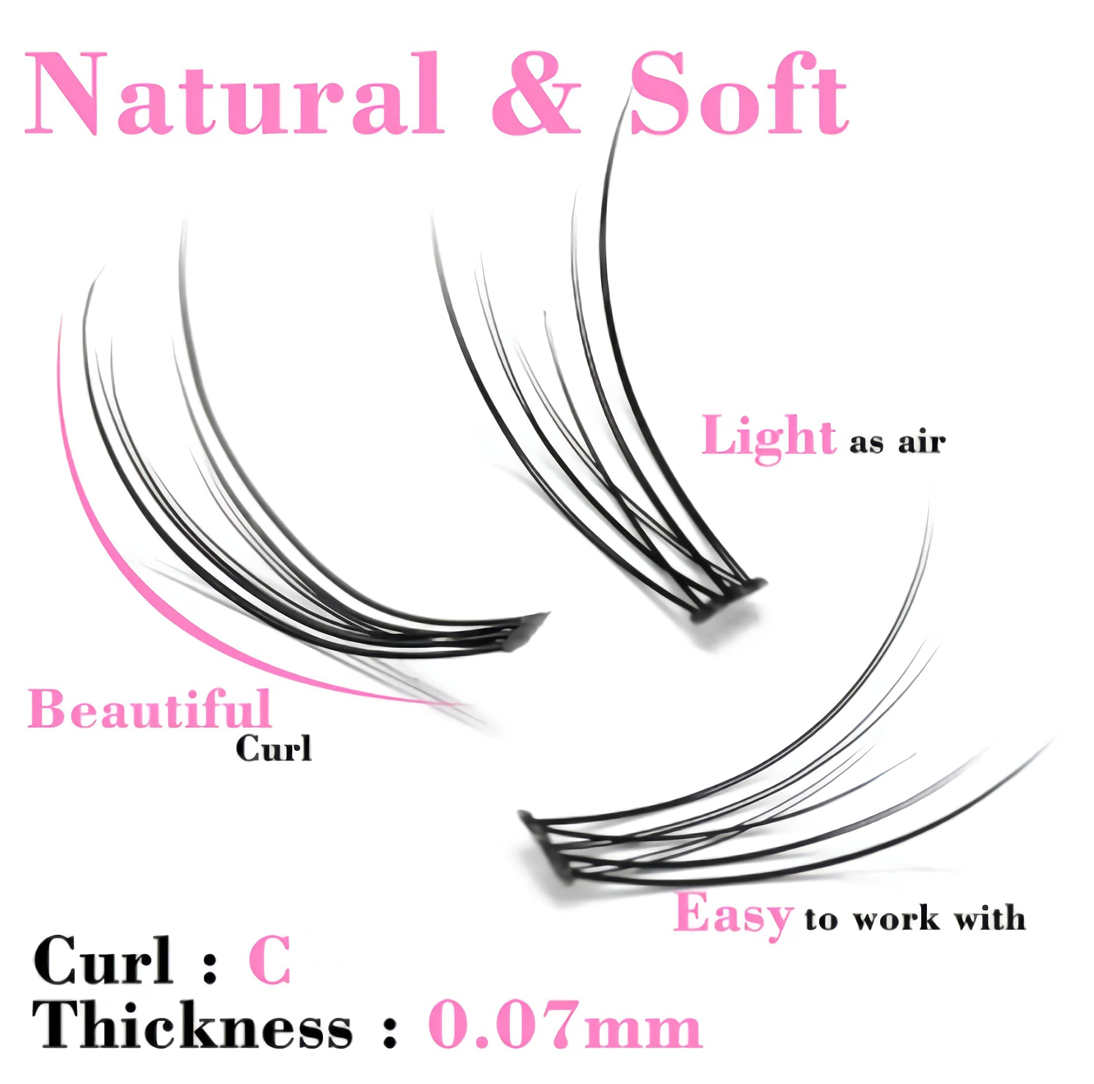 IECILI Individual Lashes/Lash Clusters 480pcs 8-14mm Cluster Eyelash Extensions /12 Roots/C Curl /0.07mm Cluster Lashes/Faux Mink Lash Extensions (C Curl, Fishtail Lashes-0.07mm)