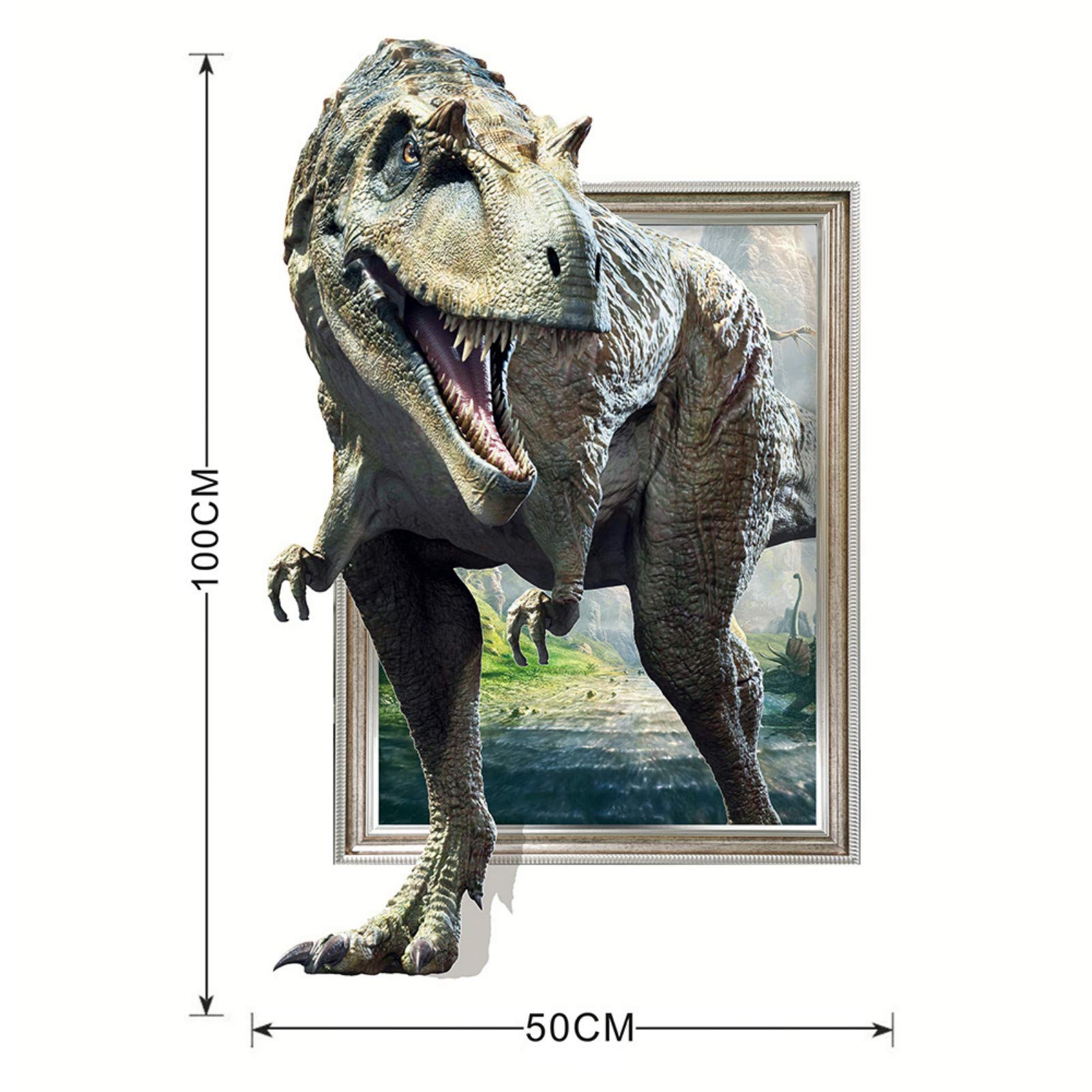 3D Tyranosaurus Wall Stickers,Peel and Stick Break Through The Wall Vinyl Dinosaur Wall Decals Murals Art Decals for Kids Nursery Bedroom Living Room (Color 5)