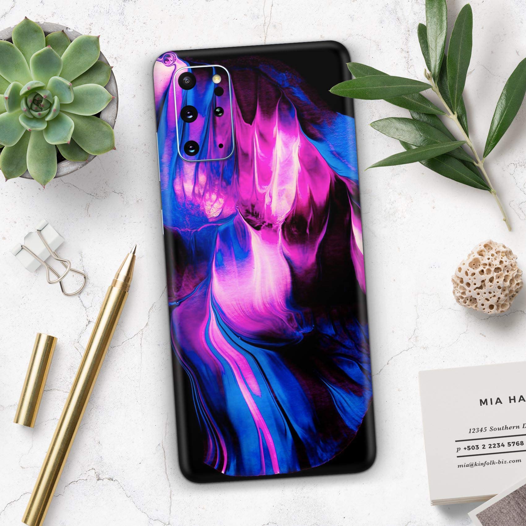 DesignSkinz Liquid Abstract Paint V49 Protective Vinyl Decal Wrap Skin Cover Compatible with The Samsung Galaxy S20 (Screen Trim & Back Glass Skin)