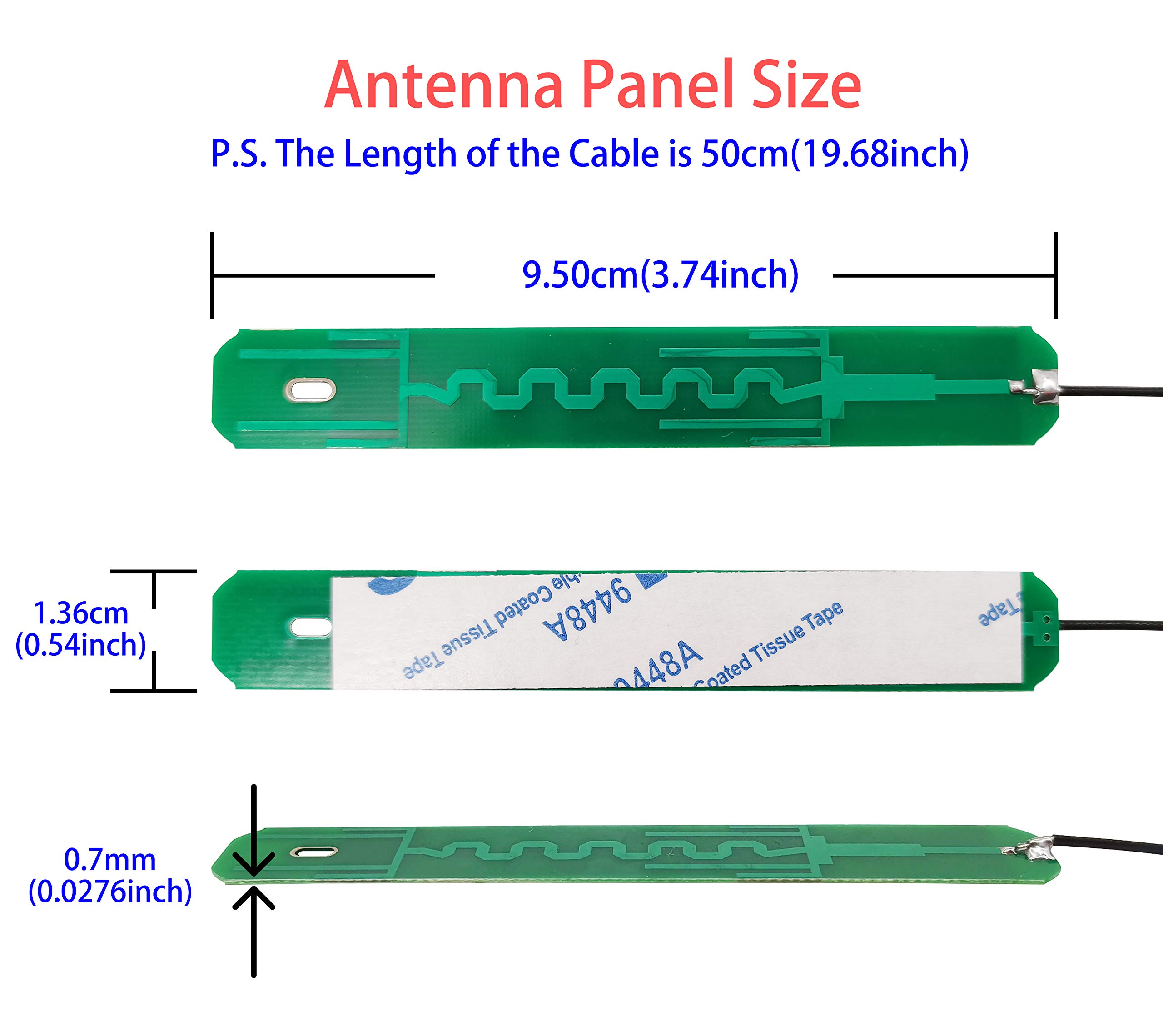 2 x 8dBi 2.4GHz 5.8GHz Dual Band WiFi Antenna IPEX MHF4 Internal Antennas with 50cm Cable for M.2 7265 8265 9260 9560 AX200 Card