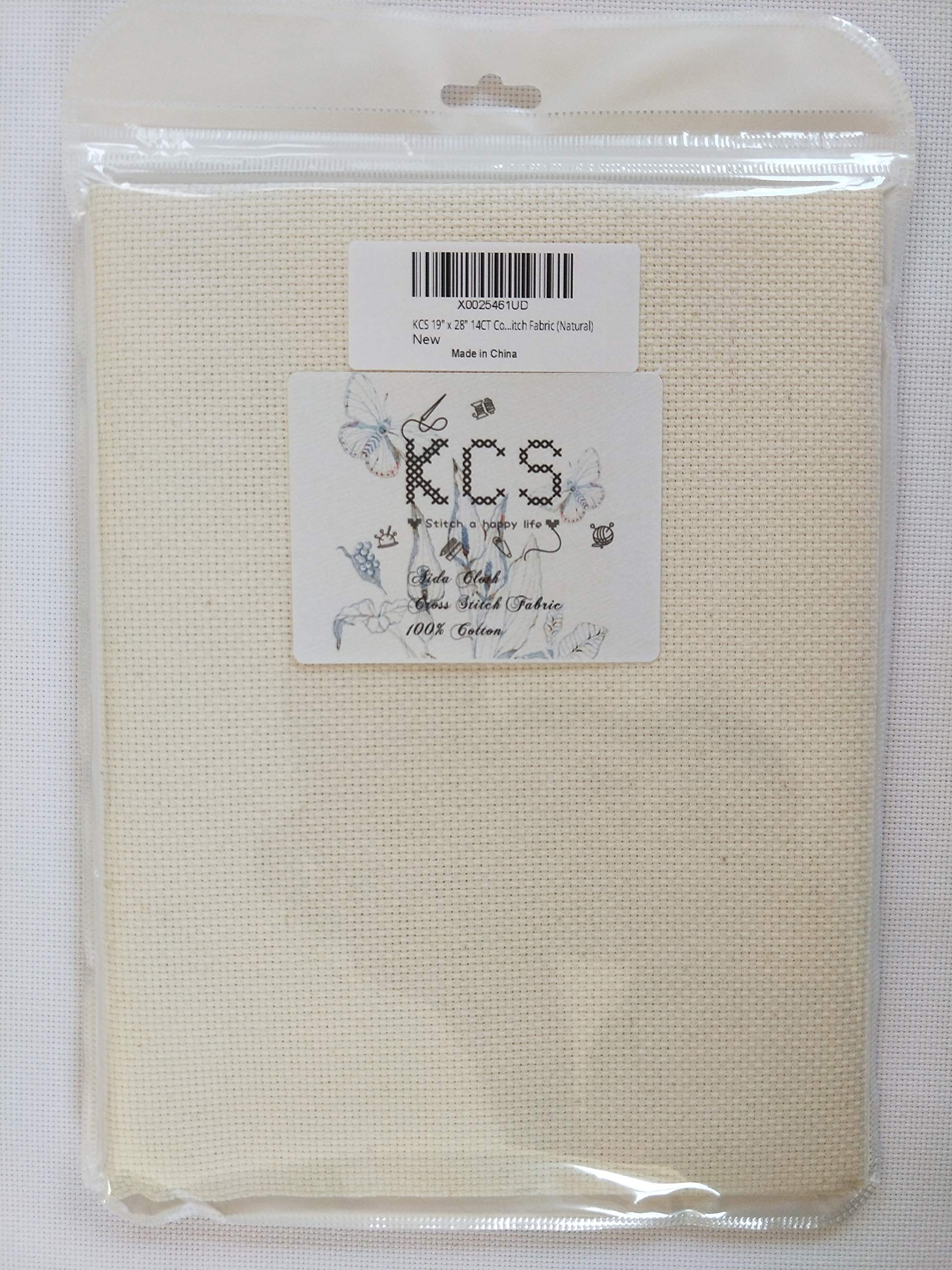19" x 28" 14CT Counted Cotton Aida Cloth Cross Stitch Fabric (Natural)