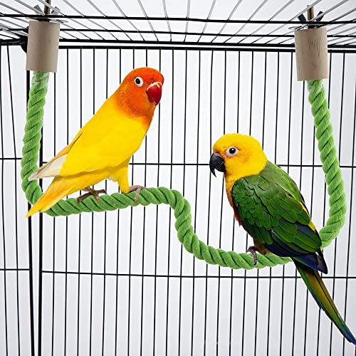 2 Pcs Bird Hemp Rope Perch Swing, Parrot Standing Stick Comfy Perches Birds Climbing Bendable Standing Stick (31.5" and 21.6")
