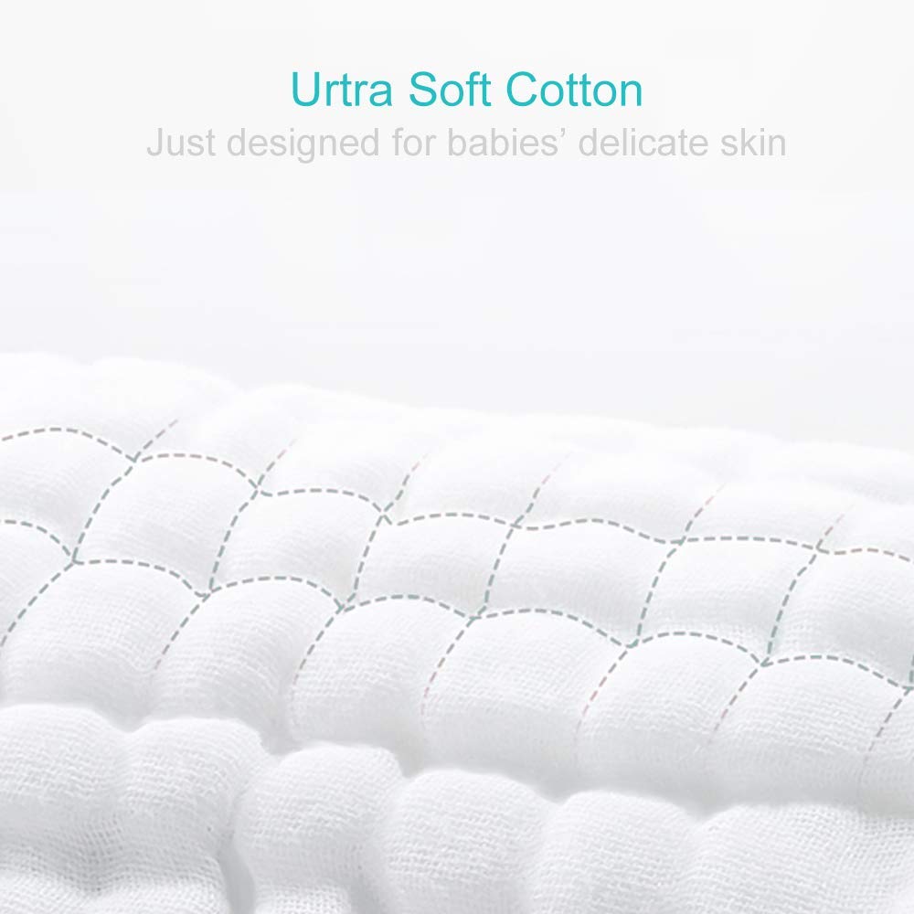 2 Pack Muslin Baby Swaddle Blanket Baby Nursery Bath Towel 6 Layers 43.3'' by 41.3'' Super Absorbent Premium Soft Natural for Sensitive Skin Baby 100% Organic Cotton