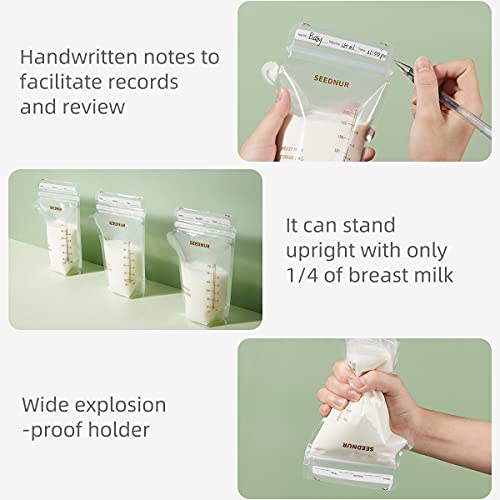 SEEDNUR Breastmilk Storage Bags Breast Pump Bag Breastmilk Storage Container 7 OZ Nursing Bags Breastfeeding Essentials 100 Count(Mom)