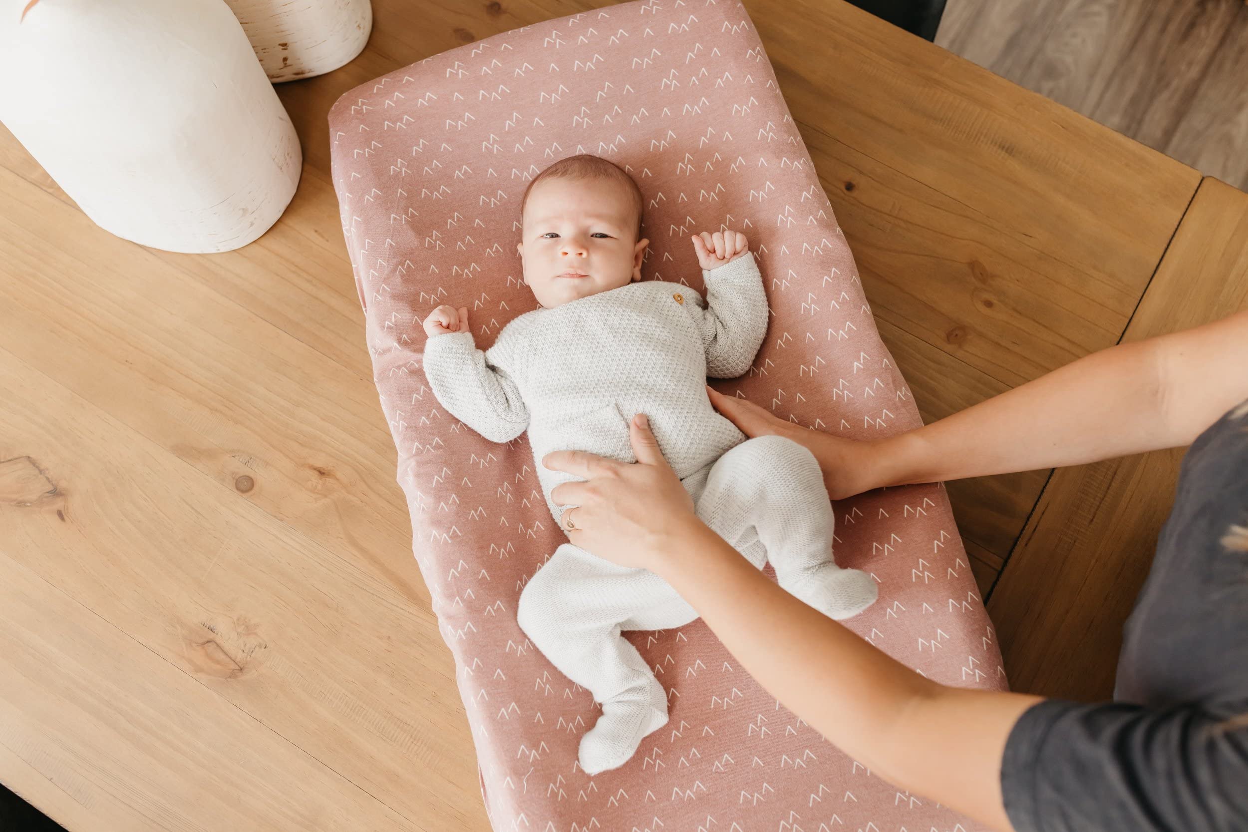 Copper Pearl Premium Knit Changing Pad Cover Soft, Stylish, and Universal Fit for All Standard Diaper Changing Pads, Trendy Design Changing Pad Covers, Rocky