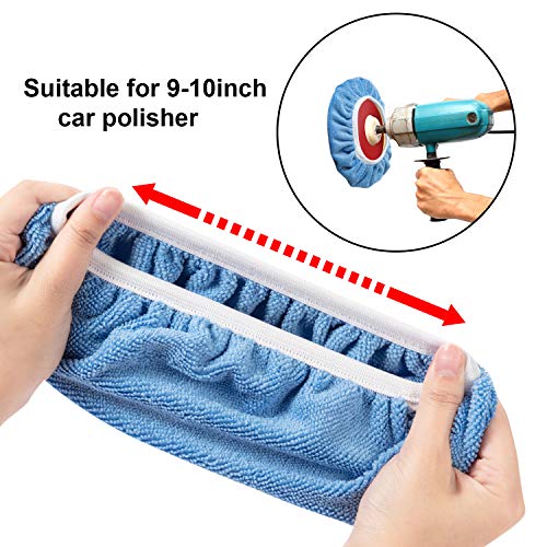 20 Pieces 9 to 10 Inches Buffer Pads Car Polisher Bonnet Orbital Buffer Bonnets Microfiber Bonnet Polishing Bonnet Buffing Pad Cover