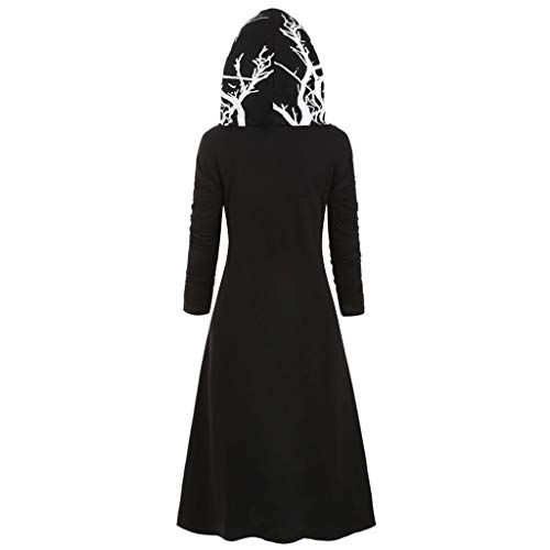 Tomppy Womens Hooded Robe Vintage Lace Up Long Sleeve Cosplay Cloak Gothic Punk Renaissance Costumes High Low Irregular Sweater Tops