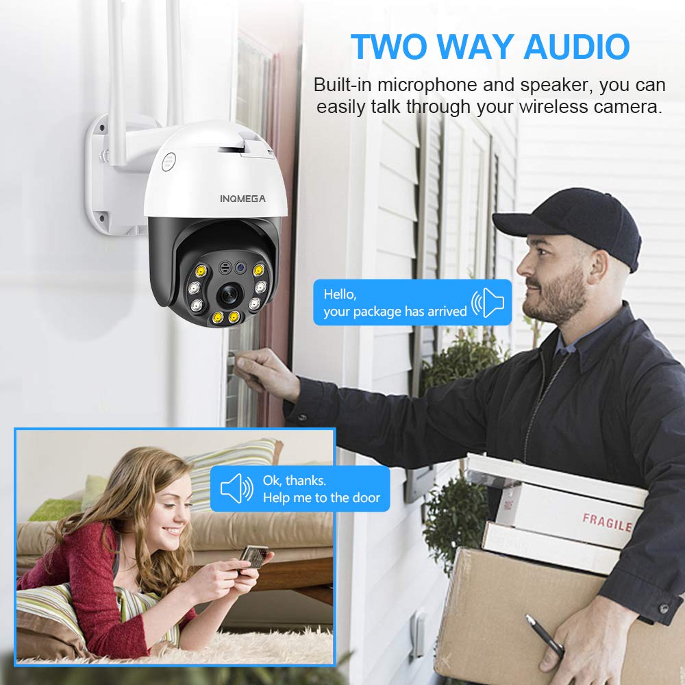 INQMEGAPRO 5MP PTZ WiFi Security Camera Outdoor, 1920P HD Wireless Surveillance Camera, Waterproof IP Camera, 2-Way Audio, Enhanced Night Vision, Motion Detection, ONVIF, SD Card Slot,393-5MP
