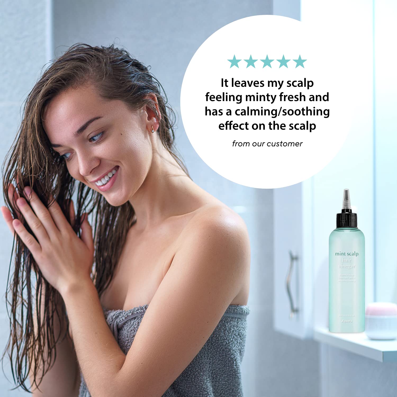A'PIEU Mint Hair Vinegar Rince 6.76 fl oz - Advanced Scalp Treatment for Oil Control, Korean Hair Care, Hydrating & pH Balancing, Clarifies & Refreshes