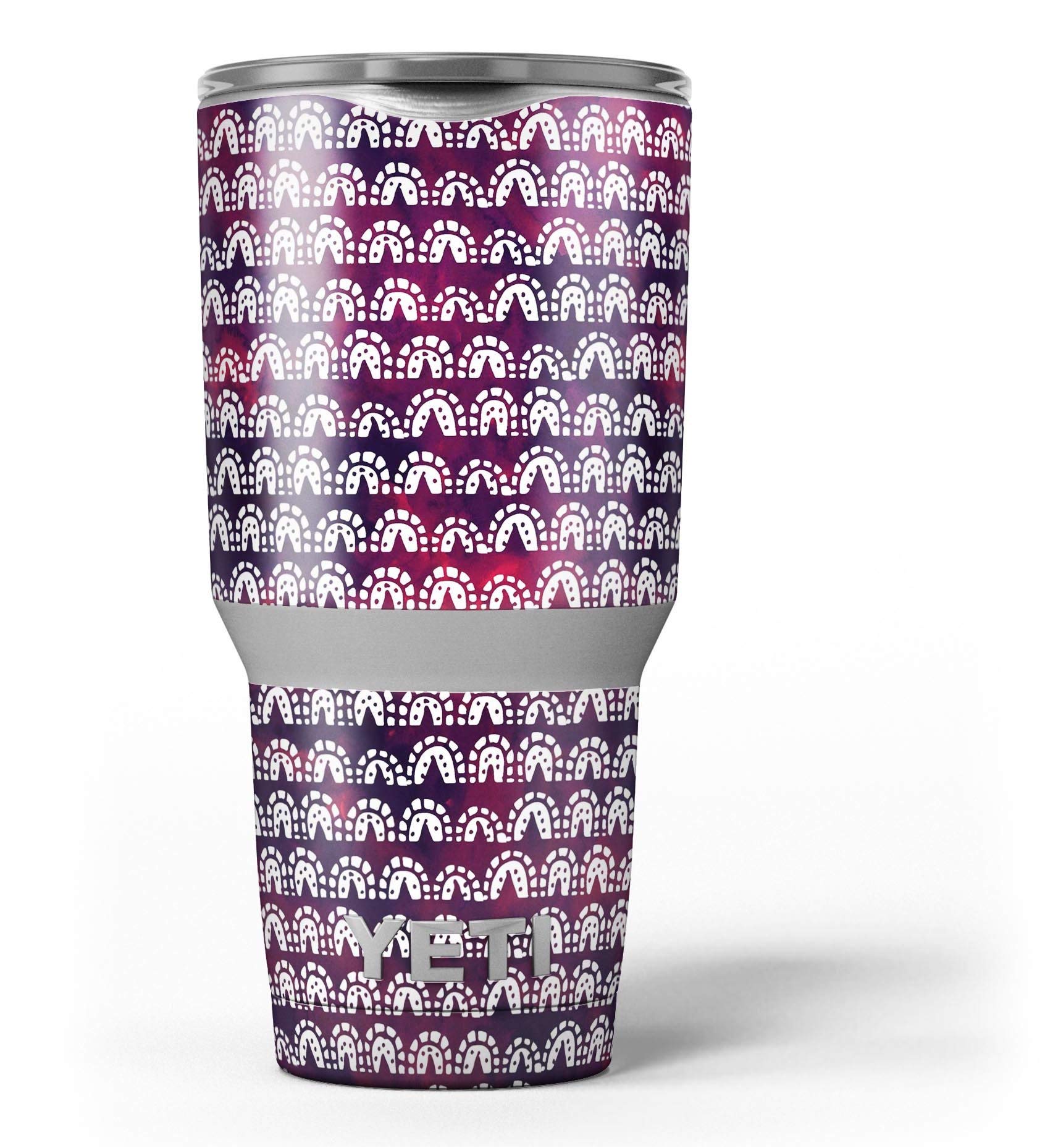 Design Skinz Red and Blue Cloud Mix with White Semi-Circles - Skin Decal Vinyl Wrap Kit Compatible with The Yeti Rambler Cooler Tumbler Cups