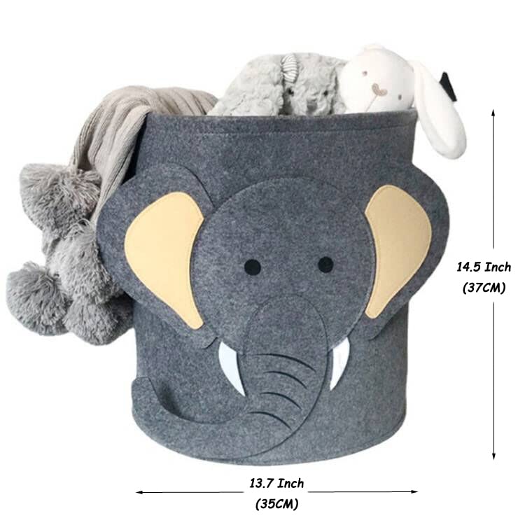 Wei Long Cute Foldable Felt Laundry,Nursery Hamper Laundry Basket,Storage Baskets for Kids Boys and Girls,Office,Bedroom,Clothes,Toys(Lion)