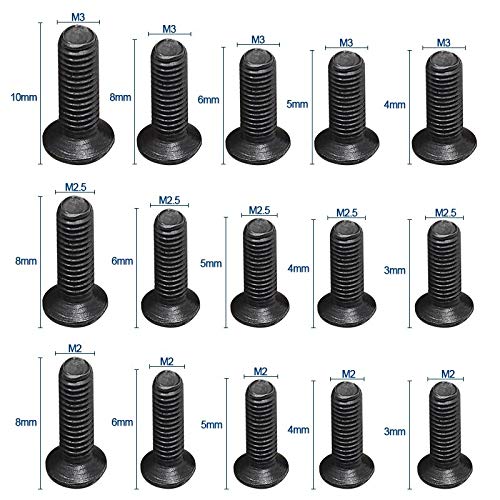 450Pcs Countersunk Flat Head Mini Screw Set M2 M2.5 M3 Carbon Steel for Computer Notebook for Laptop Screws Kit - (Black) SCRW-105839