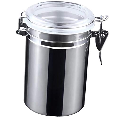 EXCEART Airtight Coffee Container Stainless Steel Container Coffee Beans Storage Vault Coffee Canister Jar 12cm x 17cm