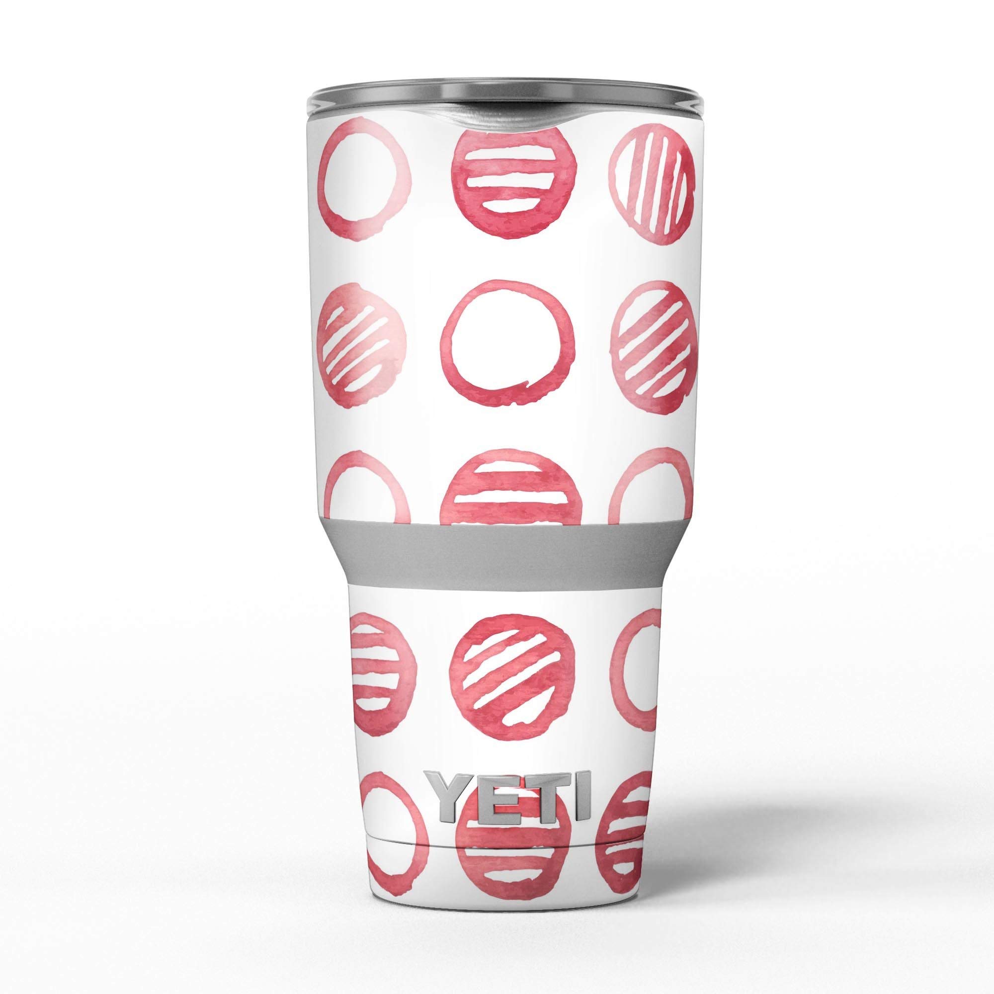 Design Skinz Red Striped Polka Dots - Skin Decal Vinyl Wrap Kit Compatible with The Yeti Rambler Cooler Tumbler Cups