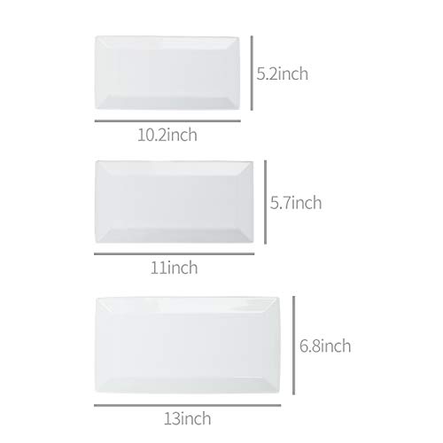 AmazonCommercial 3-Piece Porcelain, Party Platter Appetizer, Dinner, Dessert Set, White