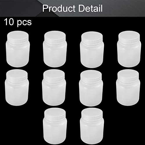 Othmro 10Pcs 300ml PE Plastic Lab Cylindrical Chemical Reagent Bottle, Wide Mouth Laboratory Reagent Bottle, Sample Sealing Liquid Storage Container for Food Store White