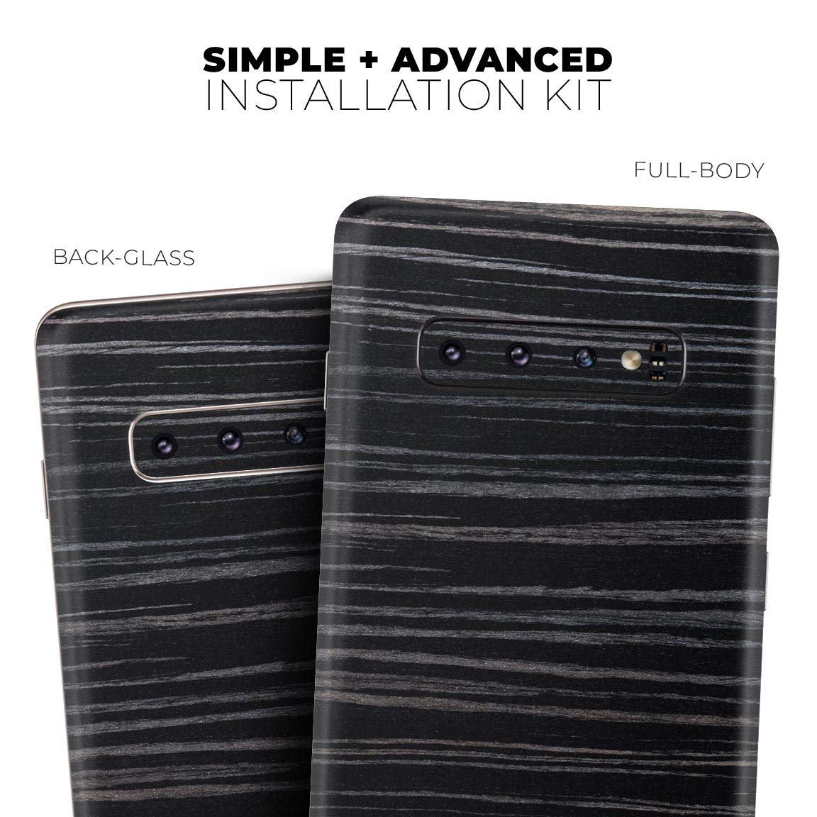DesignSkinz Black Wood Texture Protective Vinyl Decal Wrap Skin Cover Compatible with The Samsung Galaxy S20 (Screen Trim & Back Glass Skin)