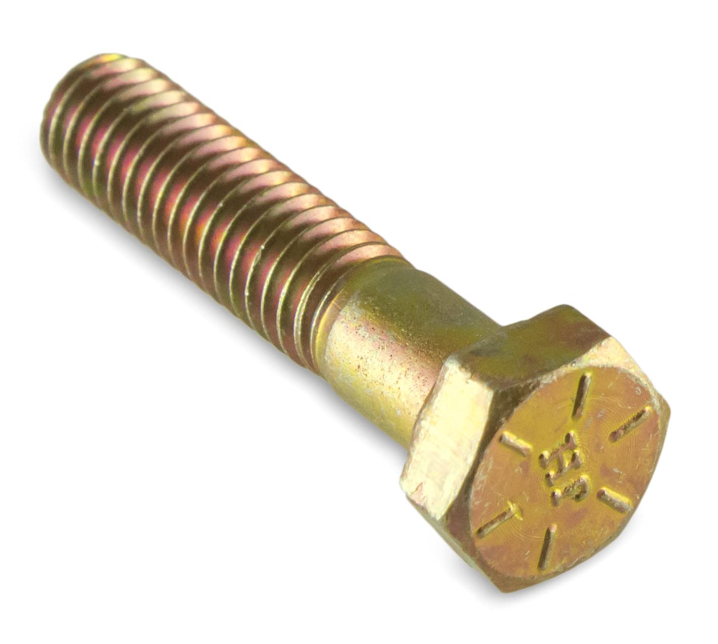 5/16"-18 X 1-1/2 Inch Bolts Hex Head Cap Screw, Grade 8, Partial-Thread, COARSE, Yellow-Zinc (10 Pack)