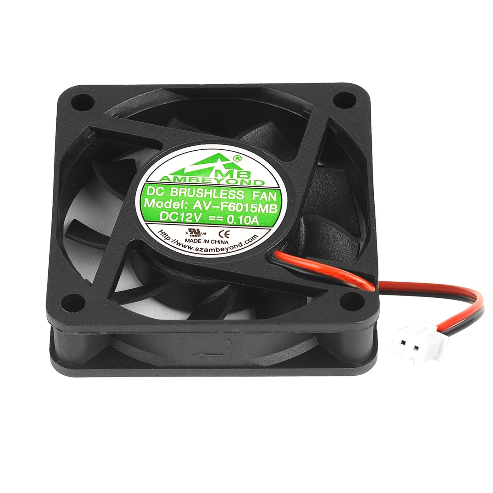 2-Pack 60mm by 60mm by 15mm 6015 12V DC 0.10A Dual Ball Bearing Brushless Cooling Fan 2pin