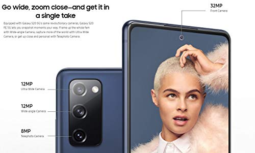 Samsung Galaxy S20 FE 5G (128GB, 6GB) 6.5" AMOLED, Snapdragon 865, IP68 Water Resistant, 5G Volte AT&T Unlocked (T-Mobile, Verizon, Sprint, Metro) G781U (Cloud Navy)