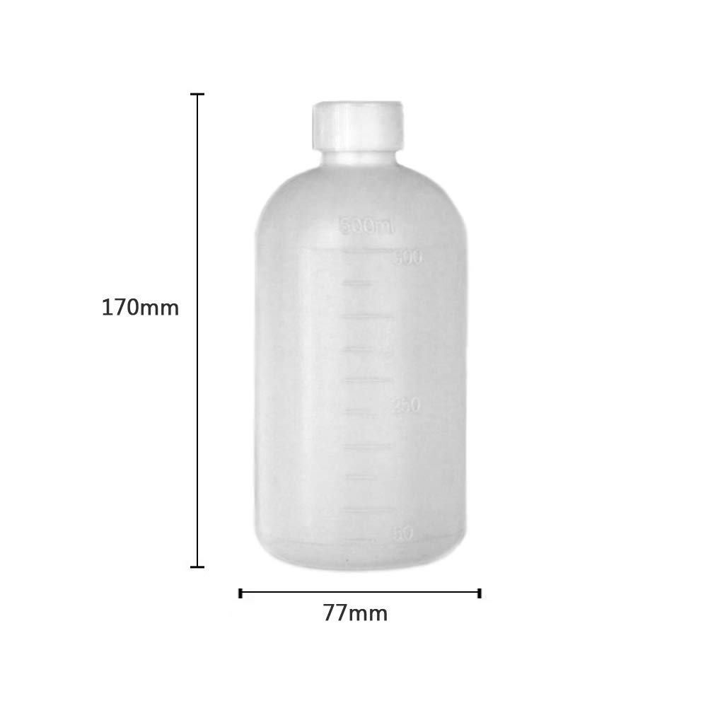 2PCS 500ml/17oz Plastic Small Mouth Graduated Lab Chemical Reagent Bottle Sample Sealing Bottle with Inner Plug Leak-proof Laboratory Reagent Bottle Boston Rounds Liquid Storage Containers Jar Pot