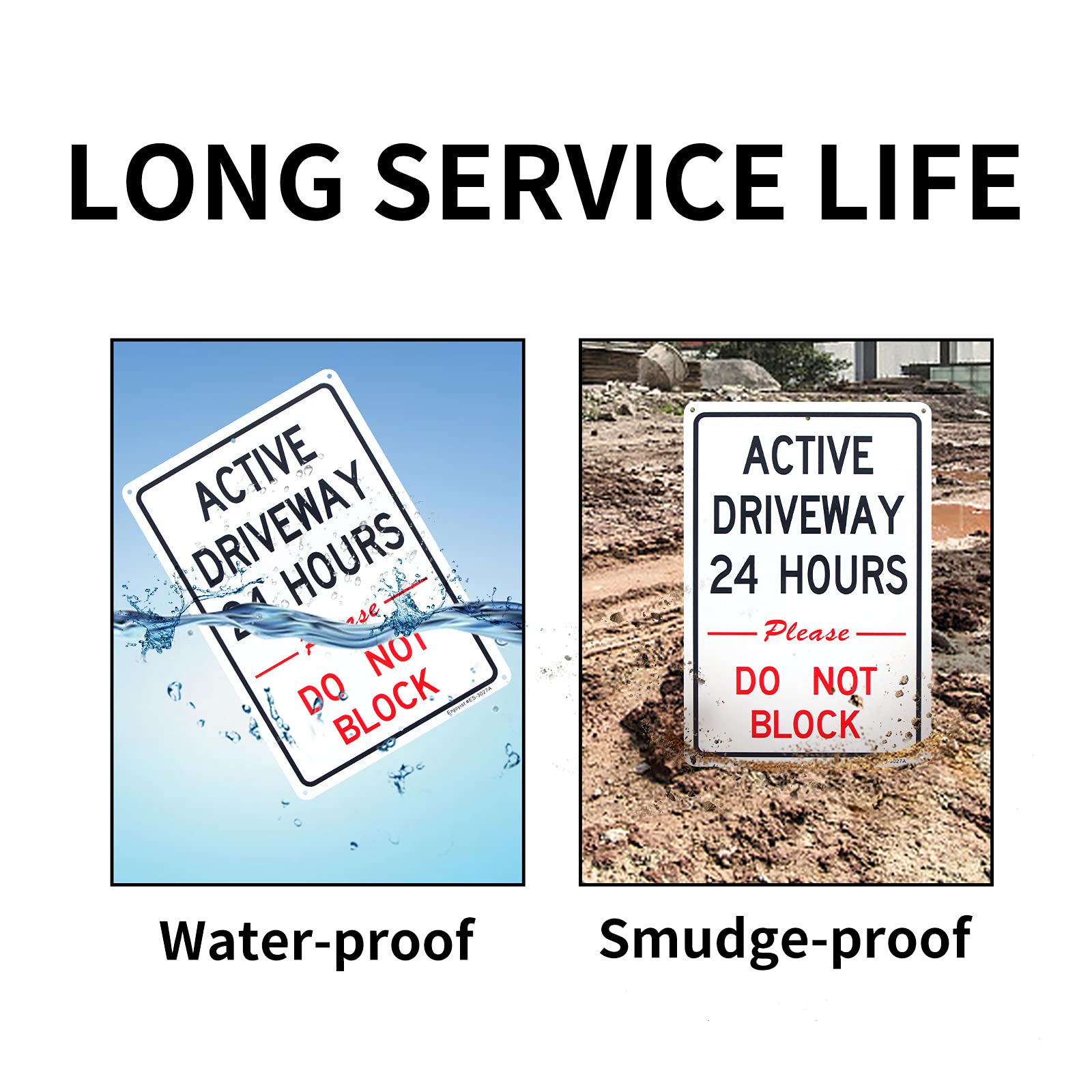 2-Pack Active Driveway Sign, 24 Hours Please Do Not Block Sign, 12"x 8" .04" Aluminum Reflective Sign Rust Free Aluminum-UV Protected and Weatherproof