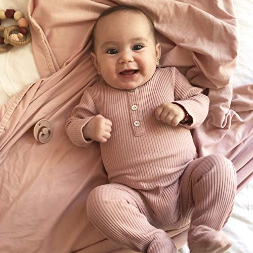 Ely’s & Co. Jersey Swaddle Blanket, Baby Beanie Hat and Bow Headband Set Jersey Cotton Set for Baby Girl – (Dusty Rose)