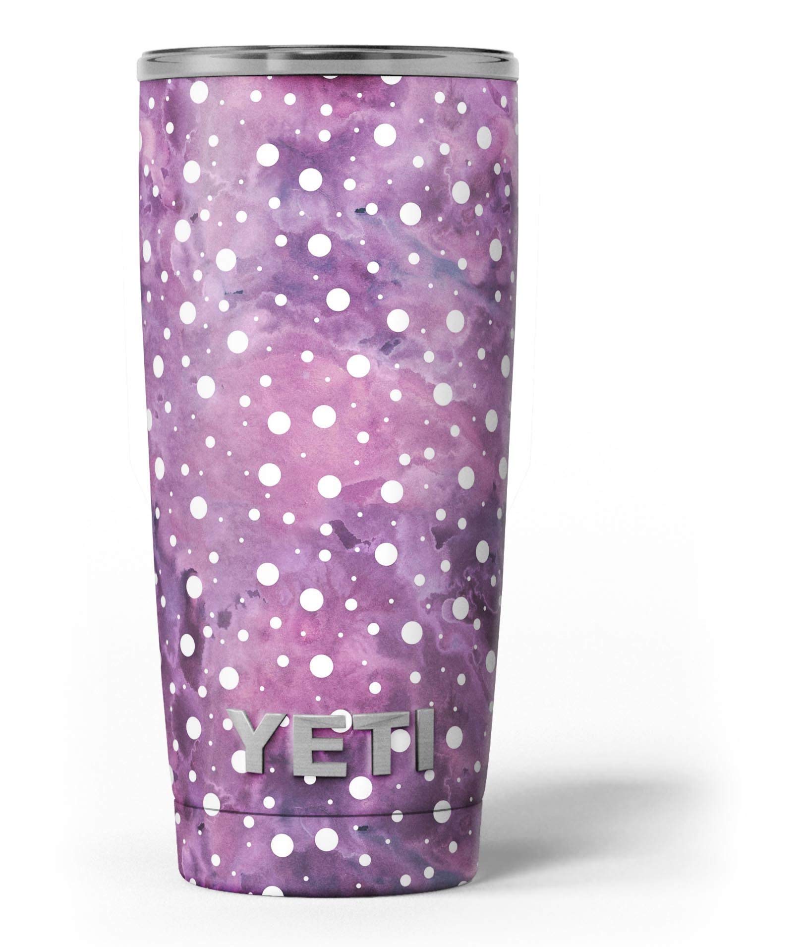 Design Skinz White Polka Dots Over Purple Pink Paint Mix - Skin Decal Vinyl Wrap Kit Compatible with The Yeti Rambler Cooler Tumbler Cups