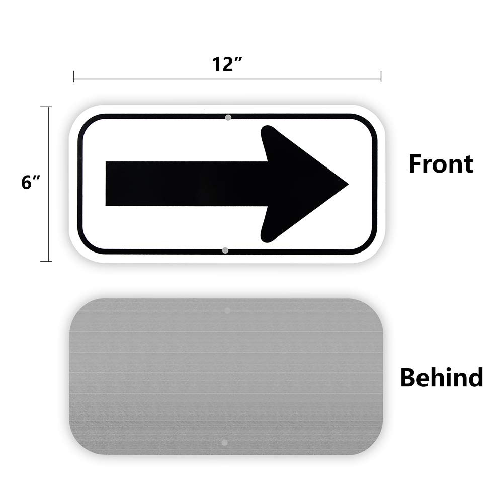 2-Pack Arrow Sign,for Indoor or Outdoor Use,12"x 6" .04" Aluminum Reflective Sign Rust Free Aluminum-UV Protected and Weatherproof