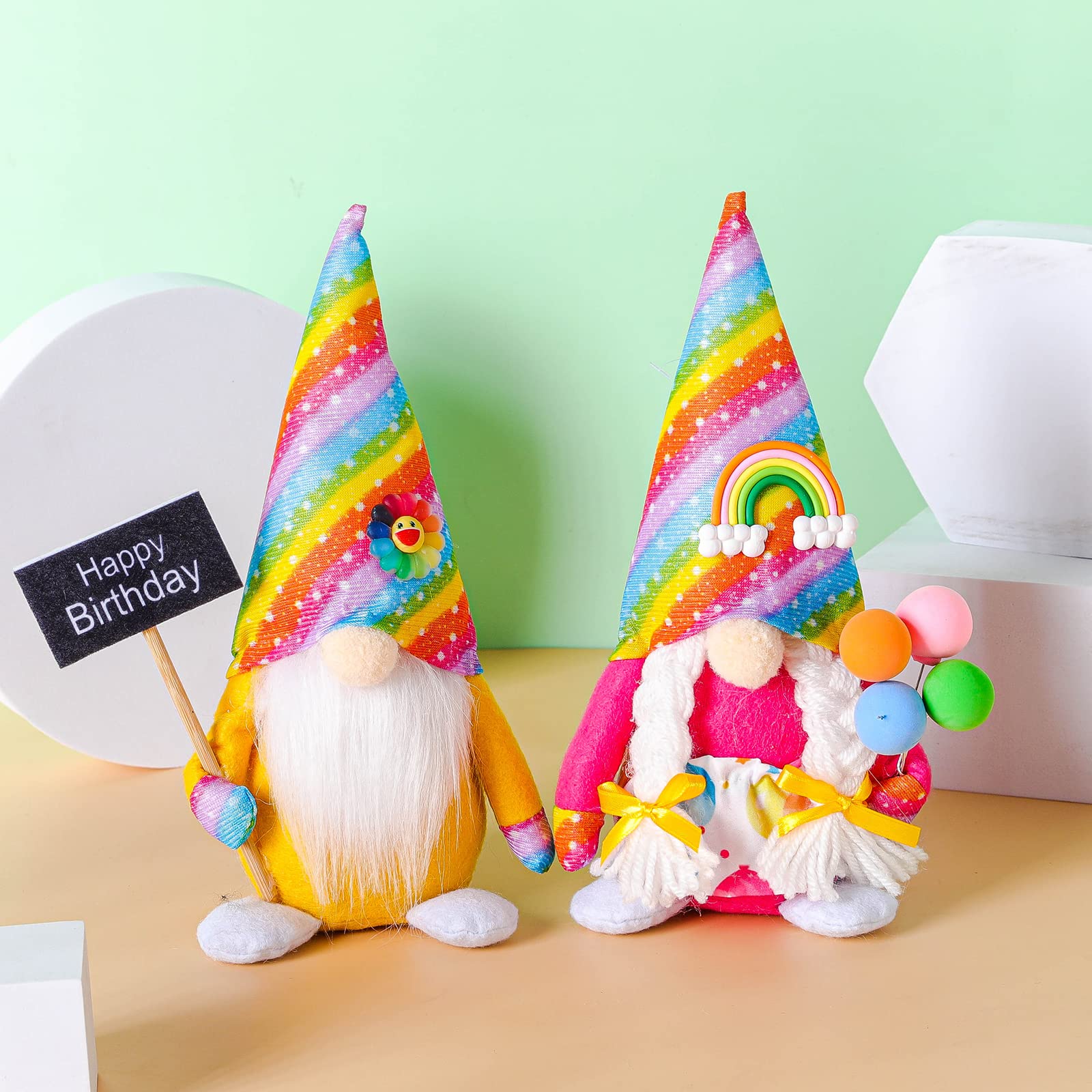 2pcs Birthday Gnomes Swedish Tomte Gnome Decor Birthday Gifts Handmade Scandinavian Garden Gnomes Valentines Day Tiered Tray Decorations