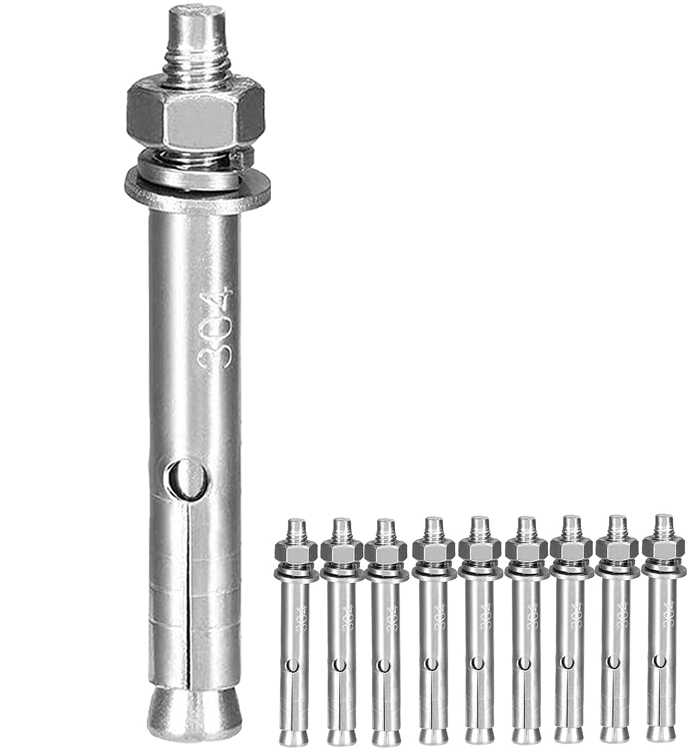 M8 x 80mm 304 Stainless Steel Expansion Bolt 10-Pack External Hex Expansion Screw Bolt(10 pcs)