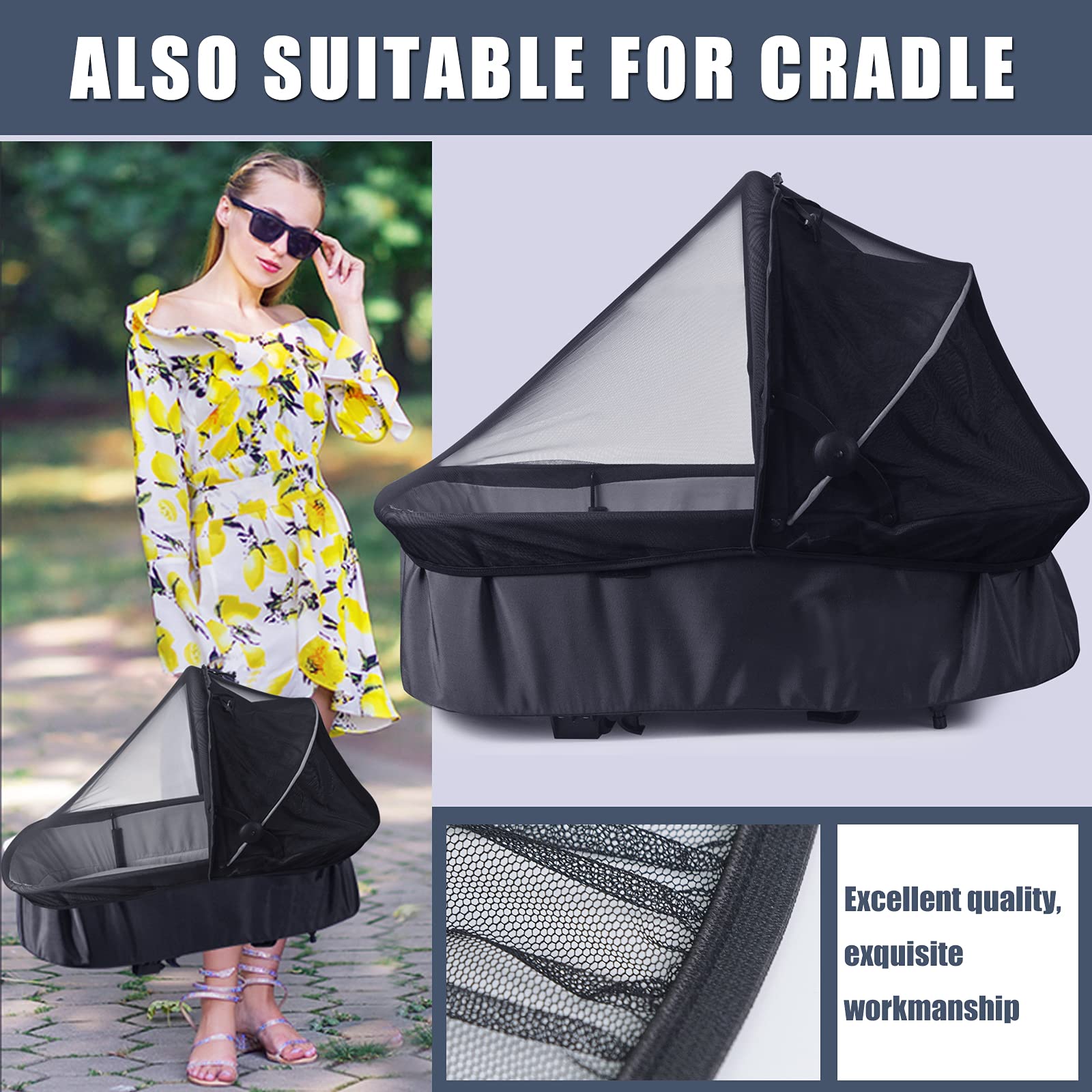 Baby Mosquito Net for Infant Car Seats,Infant Stroller and Bassinets, Carrier,Breathable with Elastic Netting for Easy Fitting, Portable Durable & Long Lasting Infant Insect Shield Netting (Black