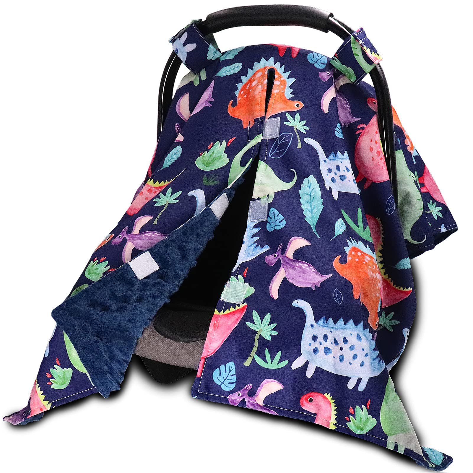 Baby Car Seat Cover, Peekaboo Opening Infant Carseat Canopy for Boys Girls, Warm Minky Blanket Car Seat Covers for Newborn, Carrier Cover Poncho, Nursing Covers for Breastfeeding