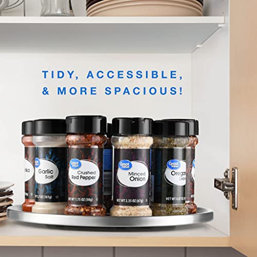 1 Tier Lazy Susan by Lovotex: Stainless Steel 360 Degree Turntable β Rotating 2-Level Tabletop Stand for Your Dining Table, Kitchen Counters and Cabinets β Turning Table Spice Rack Organizer Tray