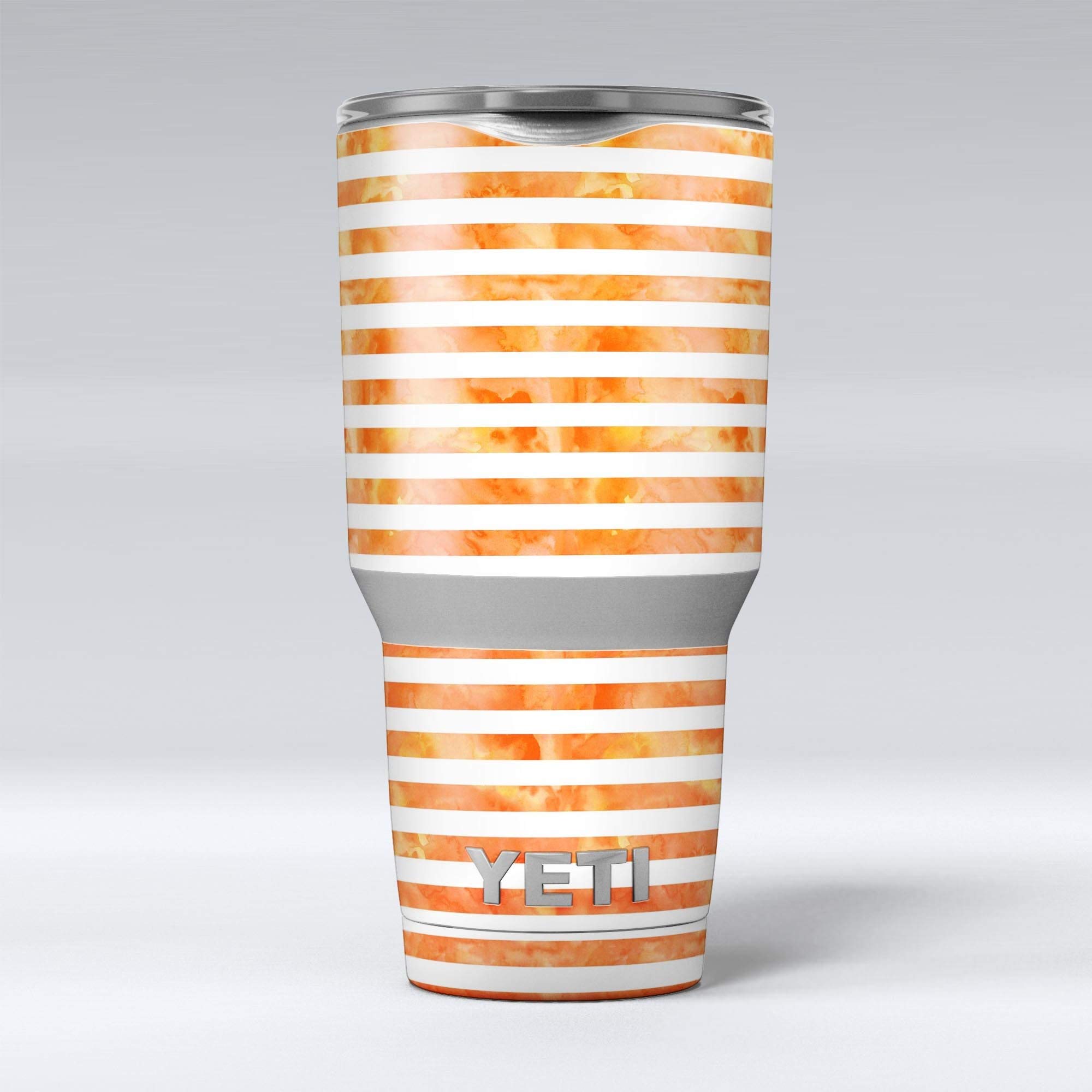 Design Skinz The Orange Watercolor Surface with Horizontal Stripes - Skin Decal Vinyl Wrap Kit Compatible with The Yeti Rambler Cooler Tumbler Cups