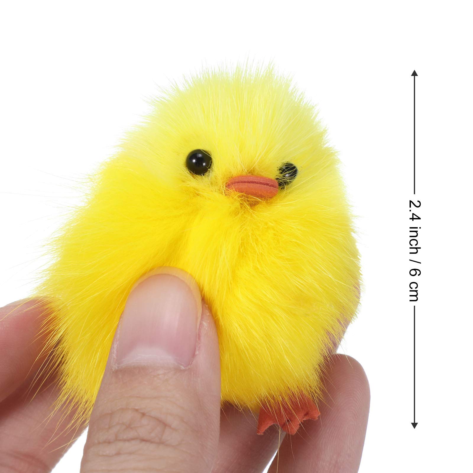 12 Pieces Easter Fur Chicks Fluffy Chenille Chicks Soft Plush Toys Easter Chicks 2.5 Inches Kids DIY Easter Egg Bonnet Decorations Chick Plush Stuffed Animal for Easter Party Favors