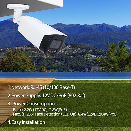 EmpireTech 4K 8MP 1/1.2" CMOS Ultra Low Light Full-Color AI IP Camera Warm LED Bullet SMD 3.0 IP67 Weatherproof, Built-in Mic and Speaker,ePOE and POE, SMD Plus,Face Detection,IPC-Color4K-X 3.6mm
